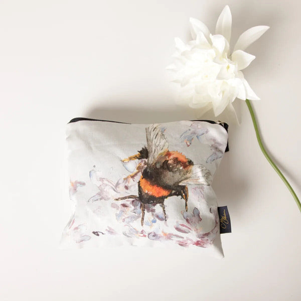 Meg hawkins Watercolour Bee on Heather Cotton Cosmetic Bag – Willow and ...