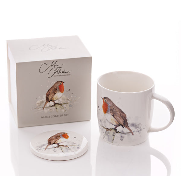 Meg Hawkins Mug and Coaster Gift Set Robin Design MH150 Christmas ...